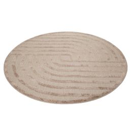 Outdoorteppich Esprit, H:6mm &Oslash;:120cm, beige, Polypropylen (PP), Teppiche, "Spirit, ESP-54229", mit Hoch-Tief-Effekt, grafisch, modern, robust,