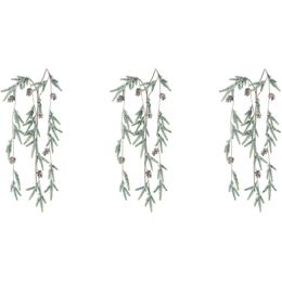 Creativ green Winterliche Kunstpflanze "Weihnachtsdeko", B/H/L: 15cm x 100cm, 3 Stk., grau, Kunstpflanzen, mit zahlreichen Fichtenspitzen und Zapfen,