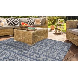Teppich Kayoom, B:160cm H:8mm L:230cm, blau, Polyester, Wohnzimmer, Teppiche, "Sunny 210", Besonders pflegeleicht. Im Innen- und Au&szlig;enbereich