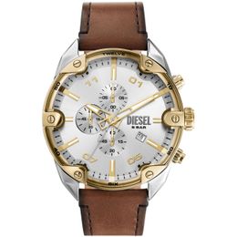Diesel Kinder Chronograph "SPIKED", braun, Armbanduhren, Armbanduhr, Herrenuhr, Lederarmband, Quarzuhr, Stoppfunktion