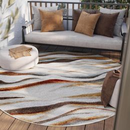 Outdoorteppich Wecon Home, H:5mm &Oslash;:120cm, bunt, Polypropylen, Teppiche, "Creek", f&uuml;r Innen & Au&szlig;en, strapazierf&auml;hig, pflegeleicht, Hoch-Tief Effekt