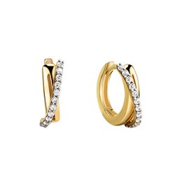Vivance Damen Paar Creolen "375/- Gelbgold bicolor Zirkonia", one-size, Gold, bunt, Gold, Ohrringe