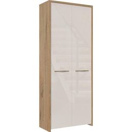 Garderobenschrank Home Affaire, B:78cm H:192cm T:36cm, beige, MDF, Spanplatte, Flur, Schränke, "Gala", hochwertig UV lackiert, Soft-Close-Funktion,