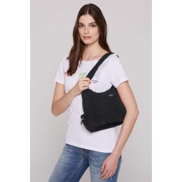 SOCCX Damen Schultertasche, schwarz, Polyester, unifarben, Taschen, mit Seitenfächern