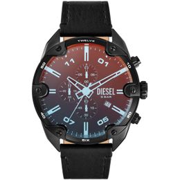 Diesel Kinder Chronograph "SPIKED", schwarz, Armbanduhren, Armbanduhr, Herrenuhr, Lederarmband, Quarzuhr, Stoppfunktion