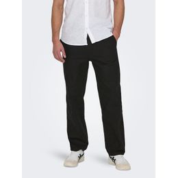 Only & Sons ONLY & SONS Herren Trainingshose "ONSSINUS LOOSE 0007 COT LIN PANT NOOS", schwarz, Gr. L, unifarben, Web, Obermaterial: 75% Baumwolle, 25% Leinen,