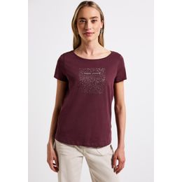 Street One Damen T-Shirt, rot, Gr. 34, unifarben, Web, 100% Baumwolle, Shirts, farbig