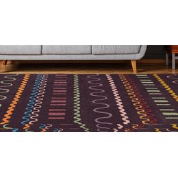 Teppich Calo-deluxe, B:140cm H:17mm L:200cm, lila, Kunstfaser, Wohnzimmer, Teppiche, "Fanahy 3065", Kurzflor, Wohnzimmer