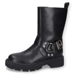 Damen Bikerboots, Dockers by Gerli, Gr. 38, schwarz, Lederimitat, Schuhe, Stiefel, Boots, Cowboyboots mit rockigen Details