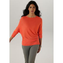 Damen Strickpullover, orange, Gr. 46, Aniston SELECTED, unifarben, Feinstrick, Obermaterial: 92% Viskose, 8% Elasthan, Pullover, mit U-Boot-Ausschnitt