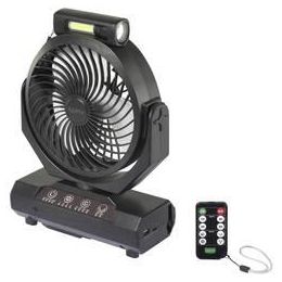 Sygonix Akku-Ventilator 4.6 W (&Oslash;) 205 mm Schwarz Akkubetrieb m&ouml;glich, mit Beleuchtung, Oszillierend, mit Fernbedienung, LED-Kontrollleuchte, Timer, Wandmontage