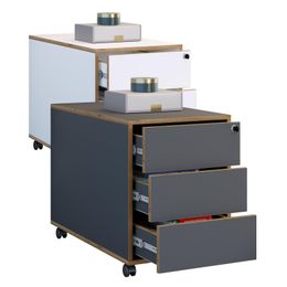Vcm Rollcontainer Beistellcontainer mit drei Schubladen Ma&szlig;e ca. H. 50 x B. 39 x T. 70 cm B&uuml;rocontainer abschlie&szlig;bar - Salia