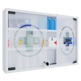 Vcm Medizinschrank Ma&szlig;e ca. H. 40 x B. 80 x T. 10 cm Apothekerschrank abschlie&szlig;bar h&auml;ngend Arzneischrank - Hustila L