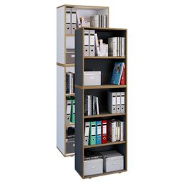 Vcm Holzregal stehend platzsparender Aktenschrank Ma&szlig;e ca. B. 60 x H. 183 x T. 33 cm Elegantes Regal B&uuml;roregal &ndash; Salia 5fach B. 60 cm
