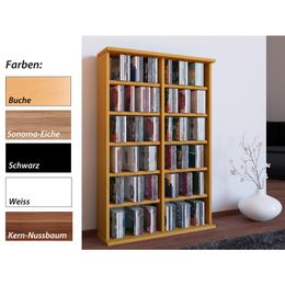 Vcm Holz CD DVD Stand Regal CD Regal mit Platz f&uuml;r 300 CDs oder 130 DVDs oder 72-Videos Ma&szlig;e: H. 92 x B. 60 x T. 18 cm. Elegantes DVD Regal Blu ray Regal CD Regal - Ronul