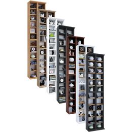 Vcm Holz CD DVD Stand Regal CD Regal mit Platz f&uuml;r 408 CDs oder 144 DVDs oder 80-Videos Ma&szlig;e: H. 183 x B. 42 x T. 20 cm Elegantes CD/DVD Regal Blu ray Regal &ndash; Almera