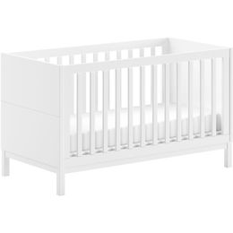 Babybett Vipack "in gradlinigem Design, standfest gebaut, pflegeleichte Oberfl&auml;che", wei&szlig;, B:74,2cm H:85cm L:145cm, Holzwerkstoff, Massivholz, Babybetten, Babybett, 70x140 cm mit 3 Schlupfsprossen, umbaubar zum Juniorbett wei&szlig; lackiert