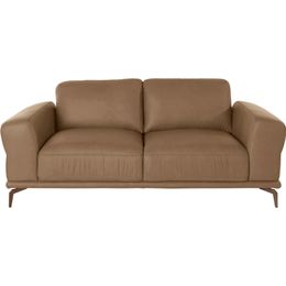 2-Sitzer W.Schillig "montanaa", braun (fango z69), B:192cm H:78cm T:94cm, Sofas, mit Metallf&uuml;&szlig;en in Bronze pulverbeschichtet, Breite 192 cm