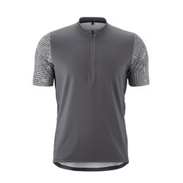 Radtrikot Gonso "Adventure Jersey Halfzip M", Damen, Gr. S, grau, 88% Polyester (recycelt), 12% Elasthan, Rundhals, Trikots, Herren Fahrradtrikot kurzarm, R&uuml;ckentasche mit RV, Quick-Dry, Slim Fit