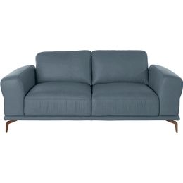 2-Sitzer W.Schillig "montanaa", blau (blau z69), B:192cm H:78cm T:94cm, Sofas, mit Metallf&uuml;&szlig;en in Bronze pulverbeschichtet, Breite 192 cm