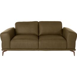 2-Sitzer W.Schillig "montanaa", gr&uuml;n (camouflage z69), B:192cm H:78cm T:94cm, Sofas, mit Metallf&uuml;&szlig;en in Bronze pulverbeschichtet, Breite 192 cm