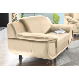 Sessel Trendmanufaktur "Rondo, Breite 121 cm, breite Armlehnen, F&uuml;&szlig;e schwarz", beige (creme), B:121cm H:85cm T:94cm, Kunstleder SOFTLUX;Microfaser PRIMABELLE (100% Polyester);NaturLEDER (echtes Rindsleder);Struktur (54% Polyacryl, 46% Polyester), Sessel, Sessel, Big-Sessel wahlweise mit Federkern, in verschiedenen Bez&uuml;gen