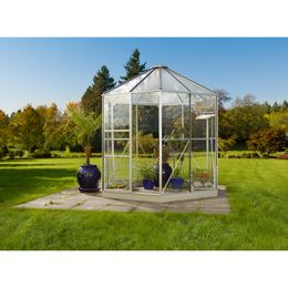 Vitavia Gewächshaus 'Hera 4500' 221 x 253 cm mit 3 mm Sicherheitsglas/6 mm Hohlkammerplatten aluminiumfarben