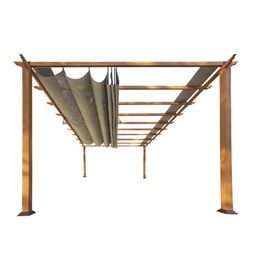 Paragon-Outdoor Pergola 'Florenz' Aluminium Holzoptik mit Sonnensegel 350 x 505 x 236 cm