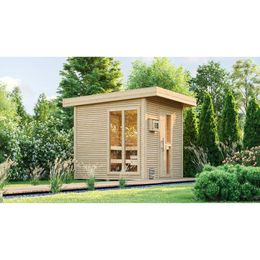 Weka Premium-Saunahaus 'Kuopio 1' natur Holztür Fenster 263 x 298 x 253 cm, ohne Ofen