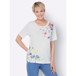 WITT Damen Kurzarmshirt mit floralem Druck, wei&szlig;-pink, Gr&ouml;&szlig;e 42
