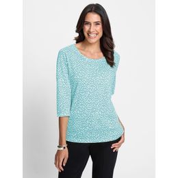 WITT Damen 3/4-Arm-Shirt mit Minimal-Druck, wei&szlig;-ozean-bedruckt, Gr&ouml;&szlig;e 40