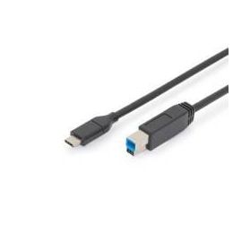 Digitus USB-Kabel USB 3.2 Gen1 USB-C&reg; Stecker, USB-B Stecker 1.80 m Schwarz doppelt geschirmt AK-300149-018-S
