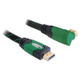 Delock HDMI Anschlusskabel HDMI-A Stecker 3 m Schwarz, Gr&uuml;n 82953 Rund, 4K UHD, vergoldete Steckkontakte, verdrillt HDMI-Kabel