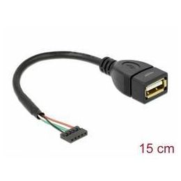 Delock USB-Kabel USB 2.0 USB-Pfostenbuchse, USB-A Buchse 0.15 m Schwarz 84831