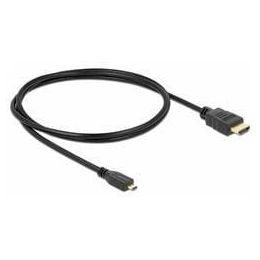 Delock HDMI Anschlusskabel HDMI-A Stecker, HDMI-Micro-D Stecker 1 m Schwarz 82661 4K UHD, vergoldete Steckkontakte HDMI-Kabel