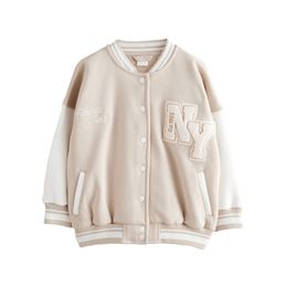 next &Uuml;bergangsjacke 'Bestickte Varsity' M&auml;dchen Gr&ouml;&szlig;e 122 beige / wei&szlig;