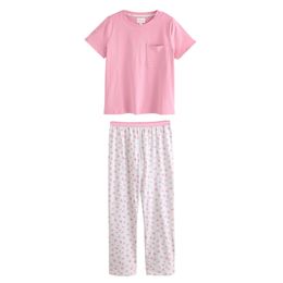 next Pyjama Damen Gr&ouml;&szlig;e S marine / rosa / wei&szlig; Winterkleid