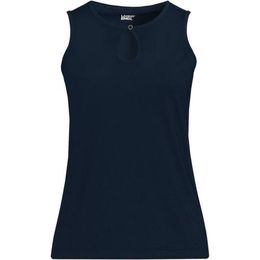 LANDS' END Supima-Top mit Keyhole-Ausschnitt, Damen,  Blau, Baumwolle, by Lands' End