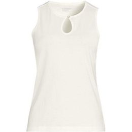 LANDS' END Supima-Top mit Keyhole-Ausschnitt, Damen,  Wei&szlig;, Baumwolle, by Lands' End