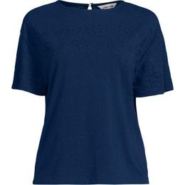 LANDS' END Flammgarn-Shirt mit Stickereien, Damen,  Blau, Baumwolle, by Lands' End