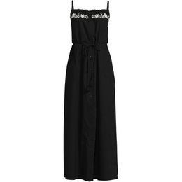 LANDS' END Besticktes Baumwollkleid, Damen,  Schwarz, Baumwolle, by Lands' End