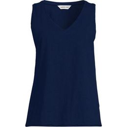 LANDS' END Baumwolltop aus Flammgarn, Damen,  Blau, Baumwolle, by Lands' End