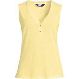 LANDS' END Top aus Leinenmix, Damen,  Gelb, Baumwolle/Leinen/Baumwoll-Mischung, by Lands' End