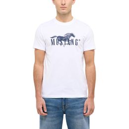 Mustang Kurzarmshirt »Herren Style Austin« weiß L L Lässiger Schnitt