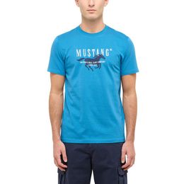 Mustang Kurzarmshirt »Herren Style Austin« mittelblau XL XL Lässiger Schnitt