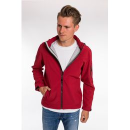 DEPROC Active Herren Softshelljacke "DEXTER PEAK MEN", rot, Gr. 66, 96% Polyester; 4% Elastan mit TPU Membrane, Jacken, mit abnehmbarer Kapuze