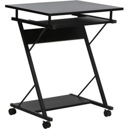 Computertisch Inosign, B:60cm H:73cm T:48cm, schwarz, Tische, "ERVIE, Rolltisch, Laptoptisch", stabiles Metallgestell, mit Tastaturauszug, 60x73 cm