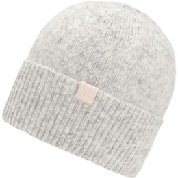 Chillouts Damen Strickm&uuml;tze "Riana Hat", grau, meliert, Feinstrick, Materialmix, M&uuml;tzen, mit dezentem Markenlogo und breitem Umschlag