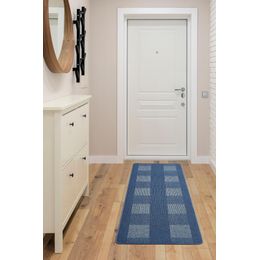 L&auml;ufer ANDIAMO, B:67cm H:6mm L:200cm, blau, Kunstfaser, Flur, Teppiche, "Dijon, Made in Netherlands", Teppich-L&auml;ufer, modernes Design, ideal im Flur