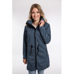 DEPROC Active Damen Softshellparka "KEDGWICK WOMEN LONG", blau, Gr. 40, 100% Polyester, Jacken, Softshellmantel in urbaner Strickfleeceoptik
